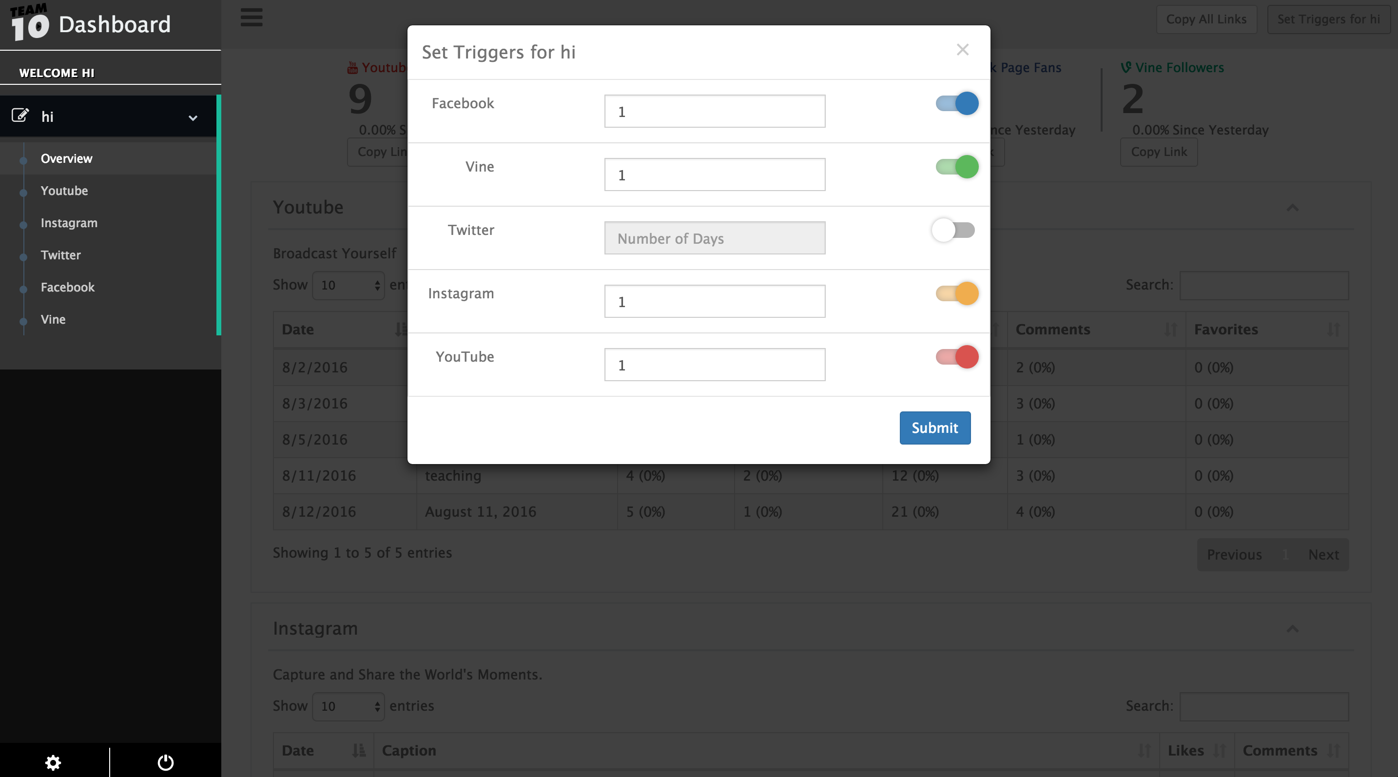 Team10 Dashboard App
